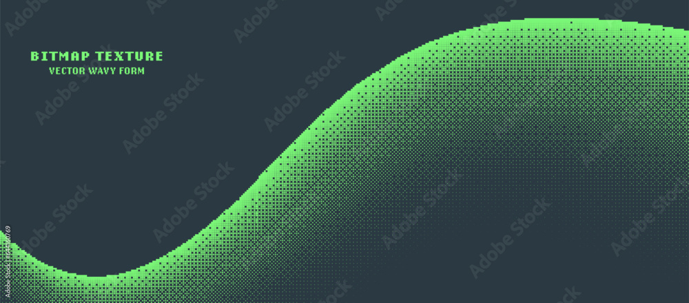 8 Bit Pixel Art Bitmap Texture Wavy Form Vector Dither Noise Wide Abstraction. 8bit Console ...