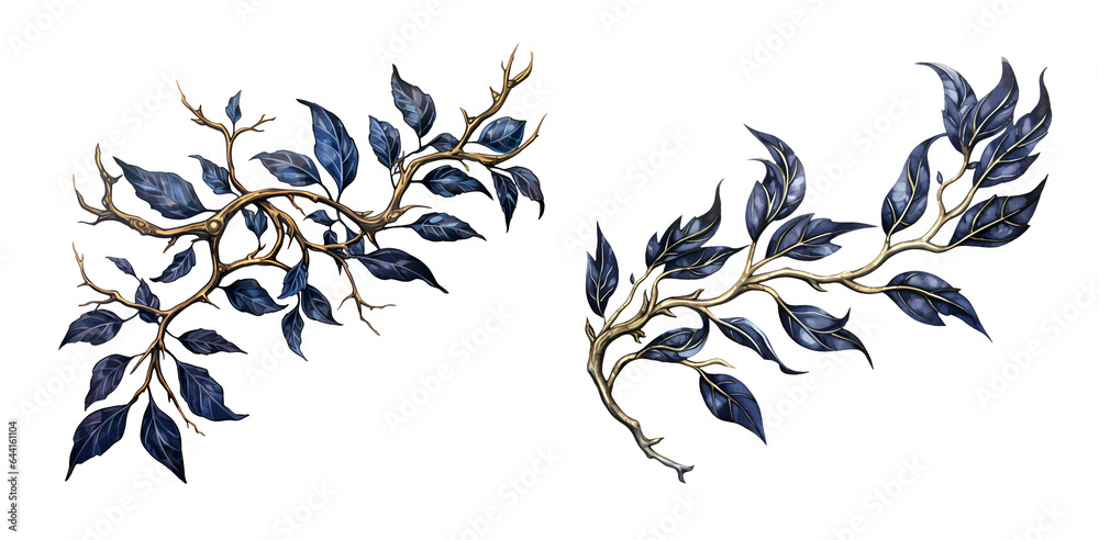 Gothic leaf watercolor clipart illustration with isolated background ...