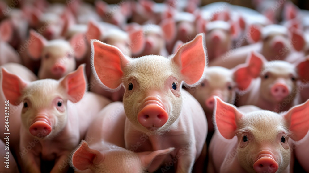 The bustling macro farms, dedicated to pig rearing. Generative AI Stock ...