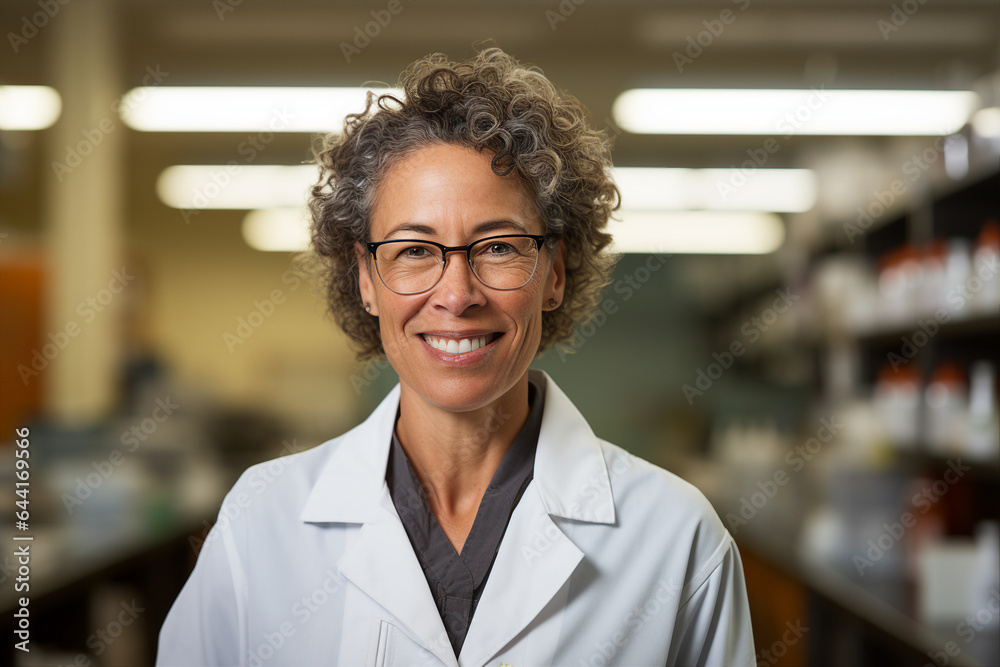 Generative AI portrait of happy beautiful professional biology teacher ...