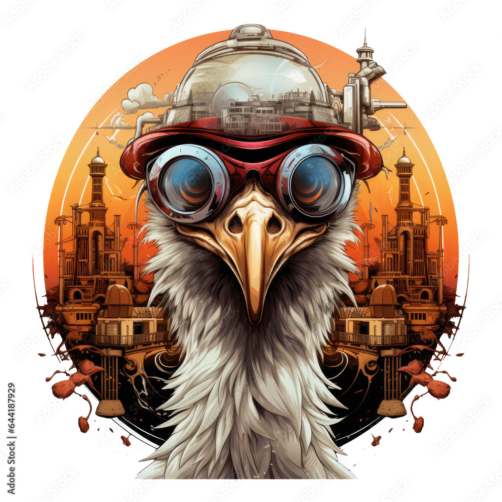 A captivating Ostrich T-shirt design featuring an ostrich in a ...