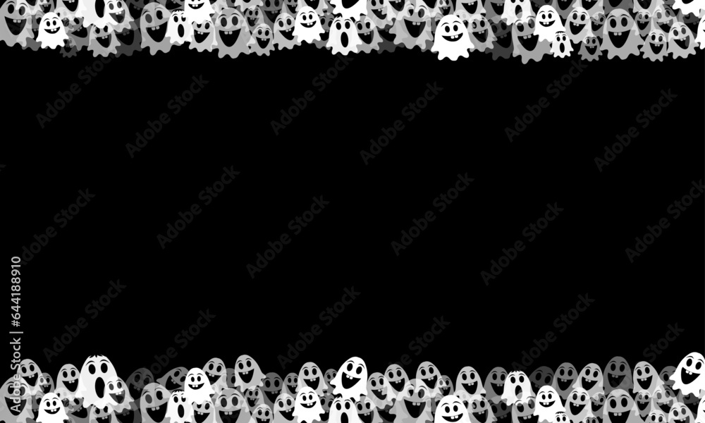 ghost boo halloween border background cute ghosts frame isolated on ...
