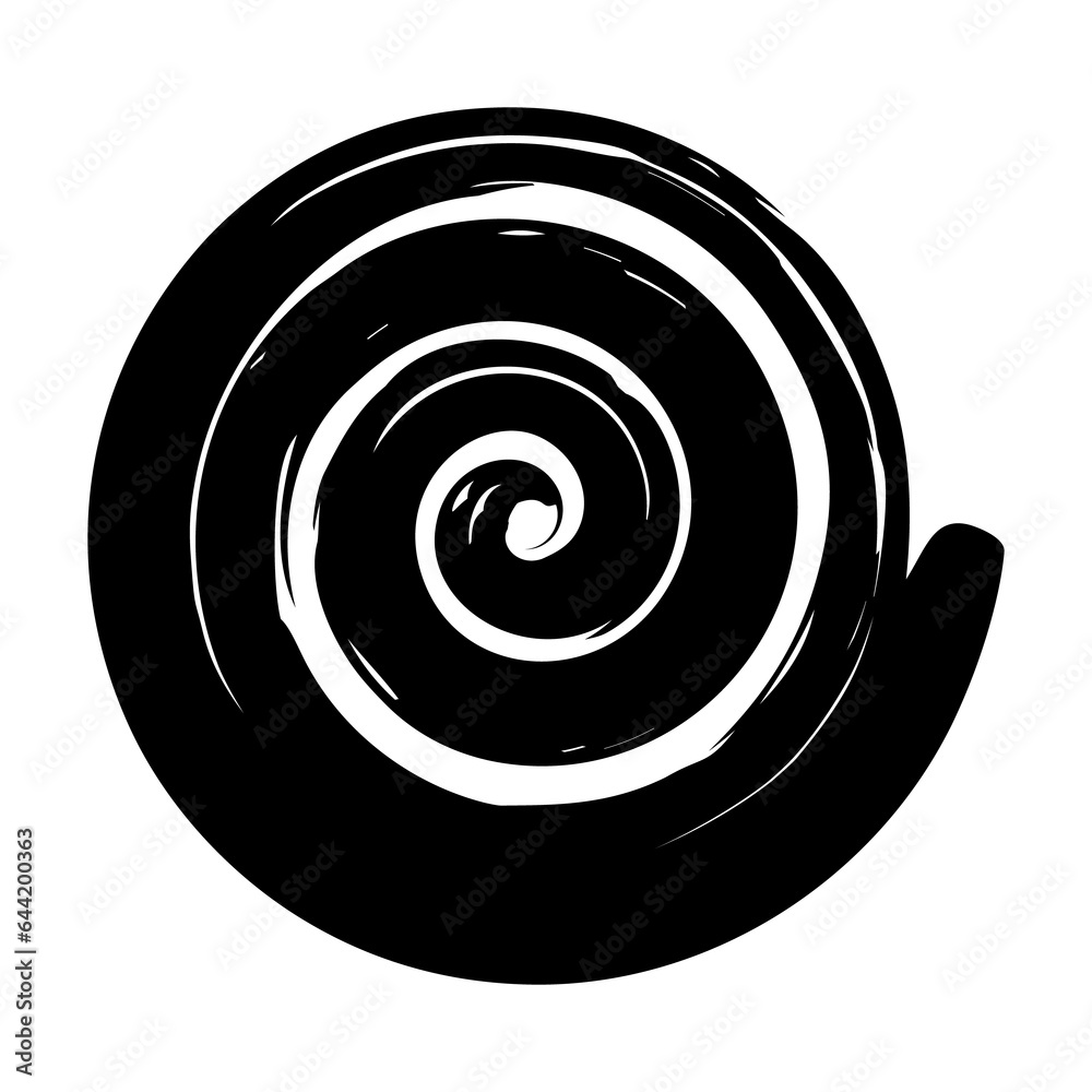 Whimsical spiral symbol hand painted with ink watercolor brush. Png ...