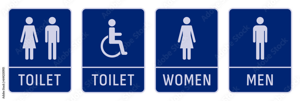 WC signs. Icons collection of man, woman, disabled person for toilets ...