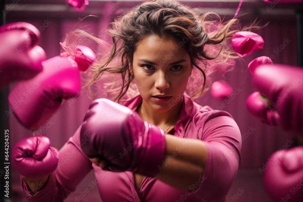 Woman Power. Woman using boxer punches to fight. Strength women ...