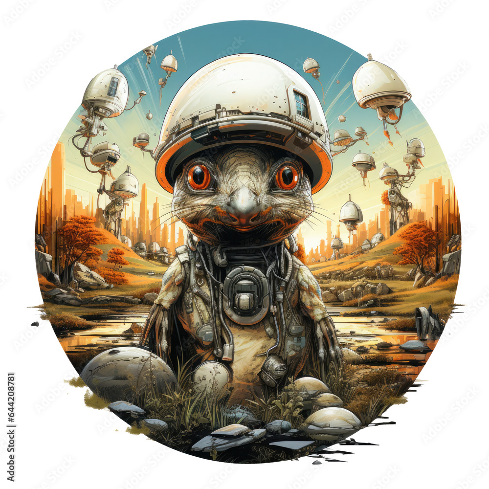 An Armadillos T-shirt Design set in a futuristic space colony, with ...