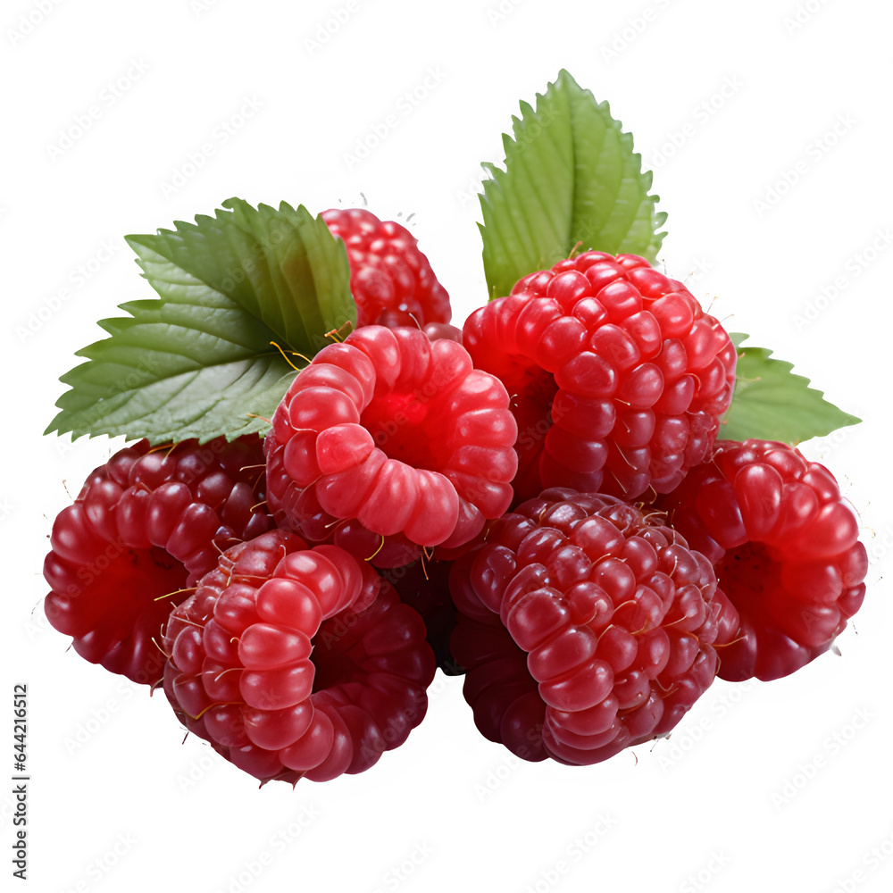 fresh red raspberry fruit cut out isolated on transparent background ...