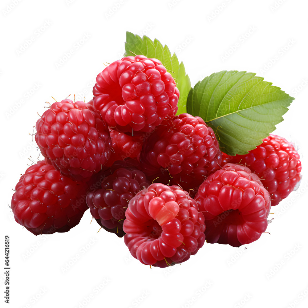 fresh red raspberry fruit cut out isolated on transparent background ...
