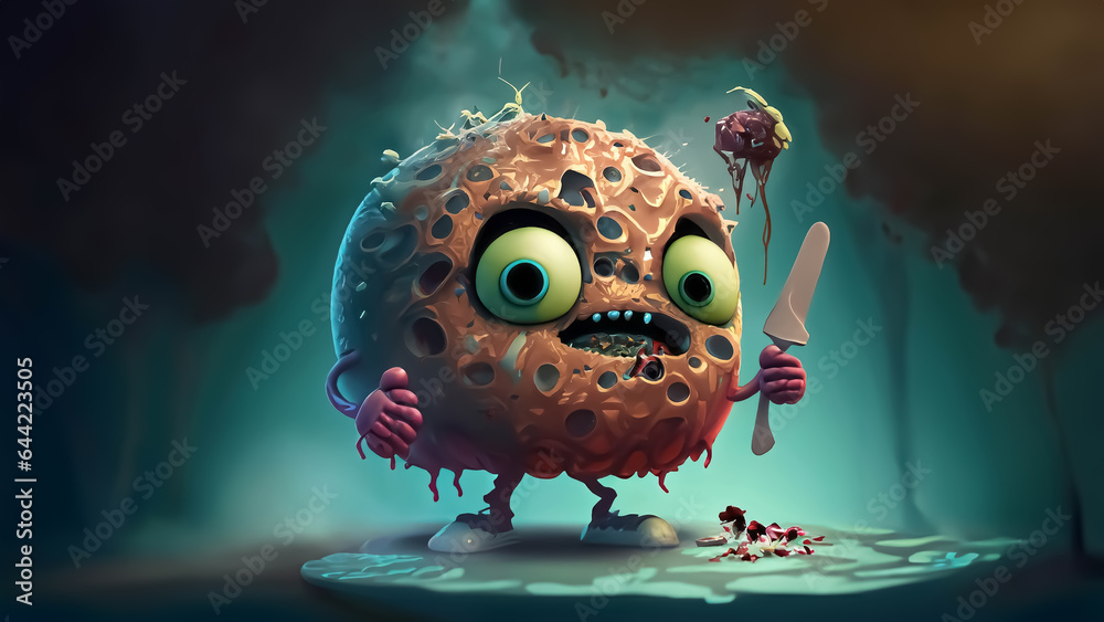 Fasting and autophagy concept: a cell cartoon character ready to eat ...