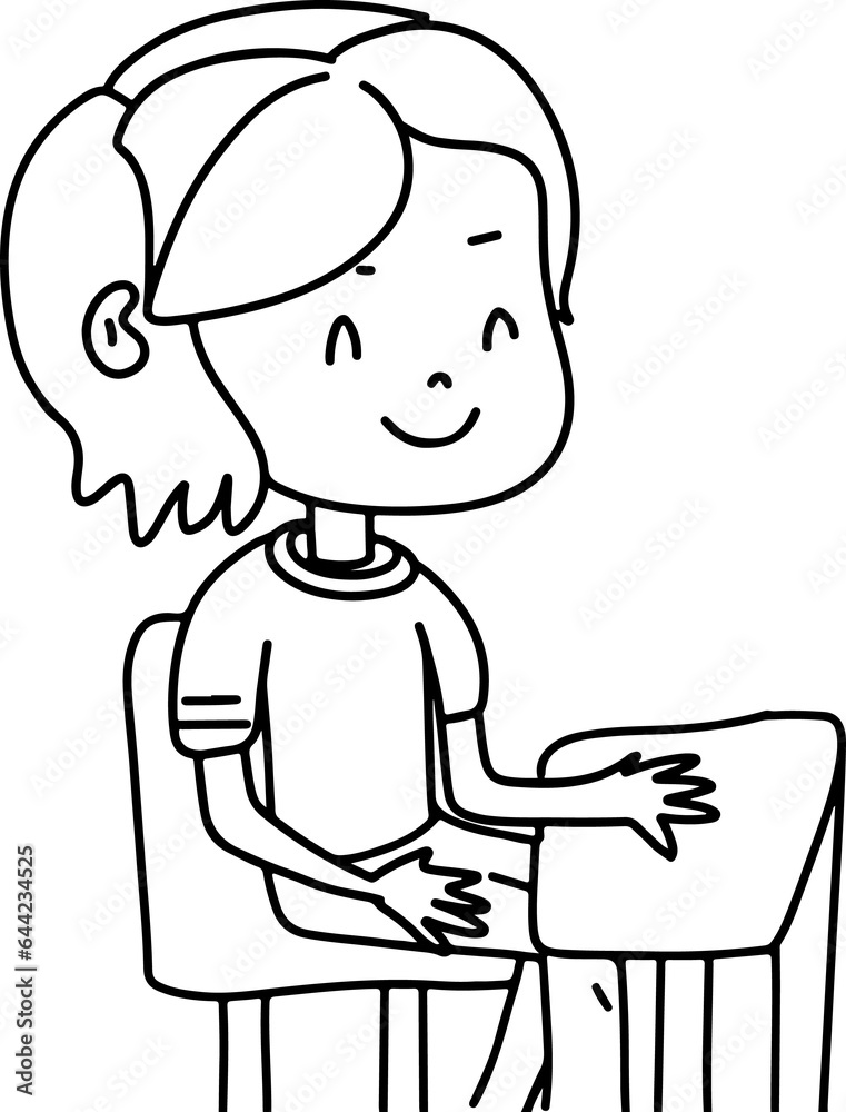 School teacher and school students. Education learner coloring page ...