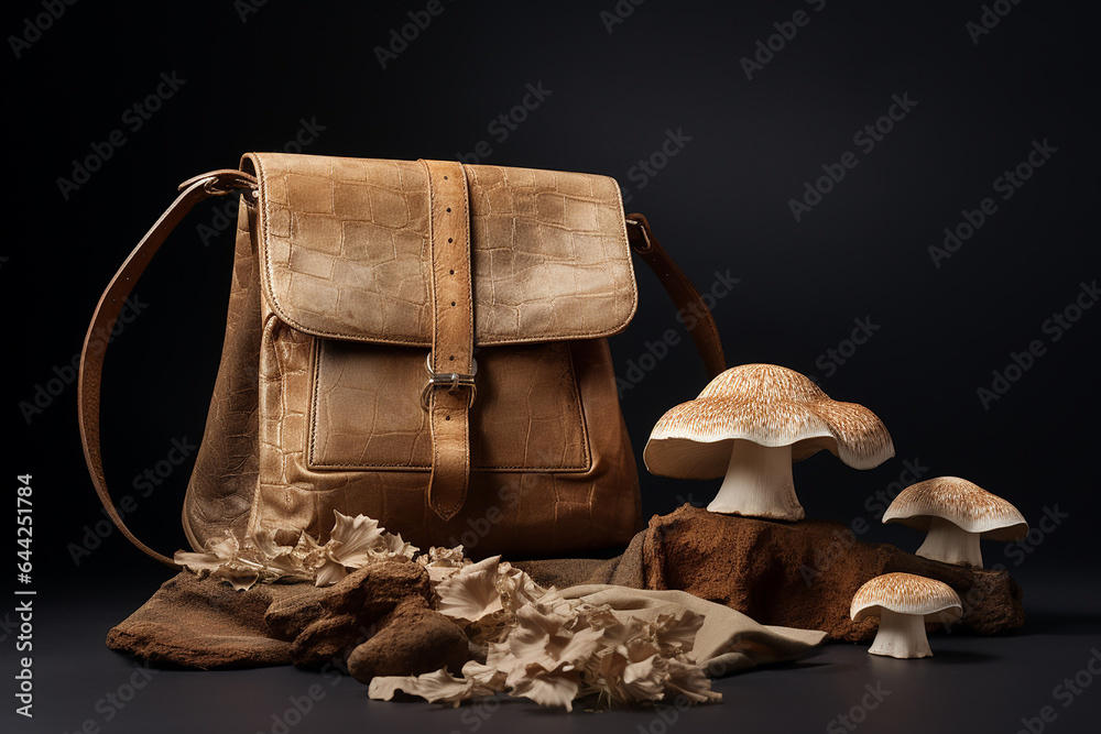 Eco bio-gradable vegan bag made of mycelium leather, bio based ...