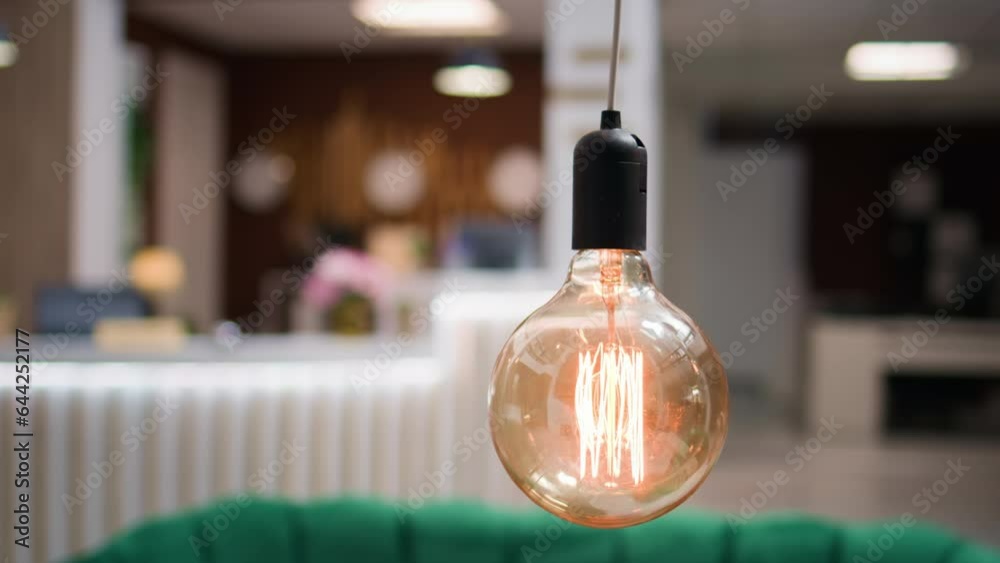 Empty hotel reception interior with beautiful stylish lights and ...