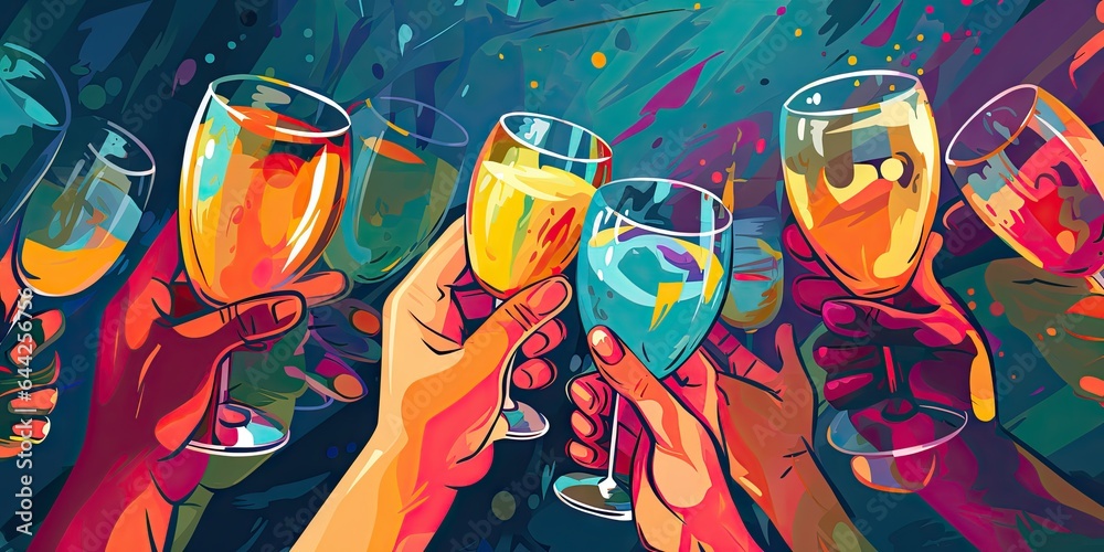 colorful hands of celebration for the celebration party Generative AI ...