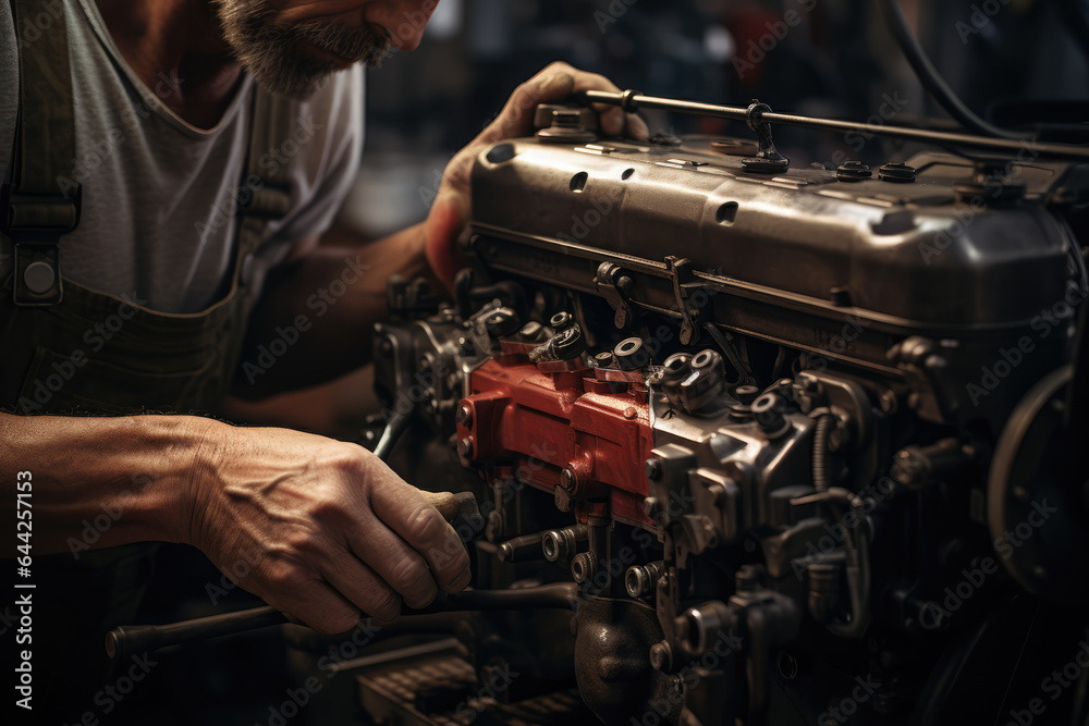 A close-up of a person's hand cranking the engine, a pioneering ...