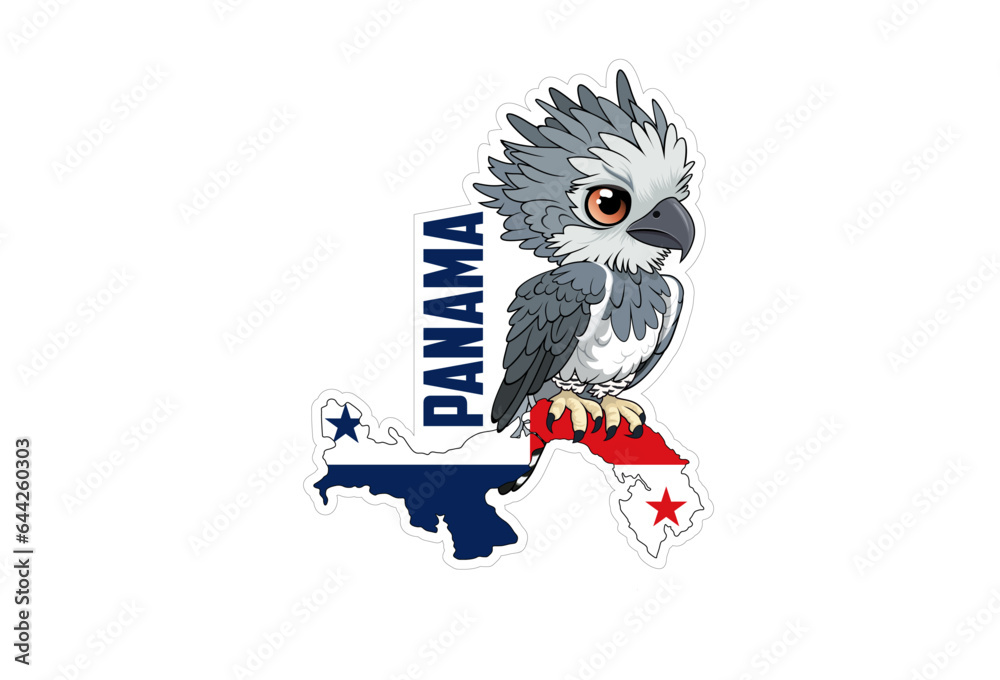 Vector sticker with a harpy eagle and the Panama map Stock Vector ...