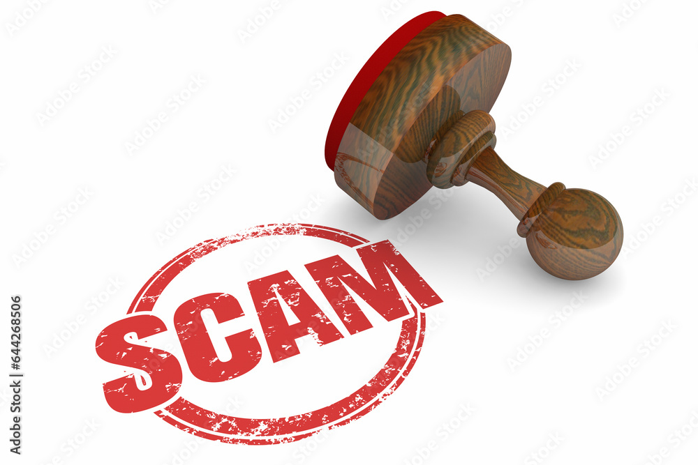Scam Red Stamp Fraud Caught Trap Warning Danger Risk 3d Illustration ...