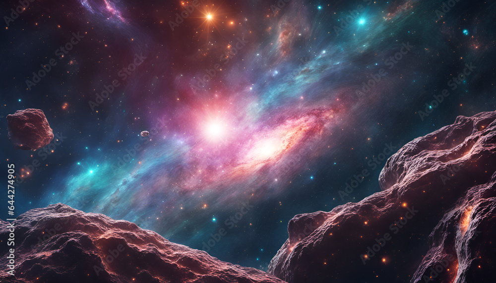 Cosmic wonders with a mesmerizing galaxy and nebula display, space ...