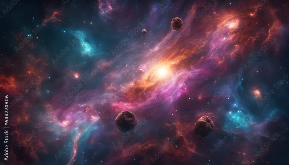 Cosmic wonders with a mesmerizing galaxy and nebula display, space ...