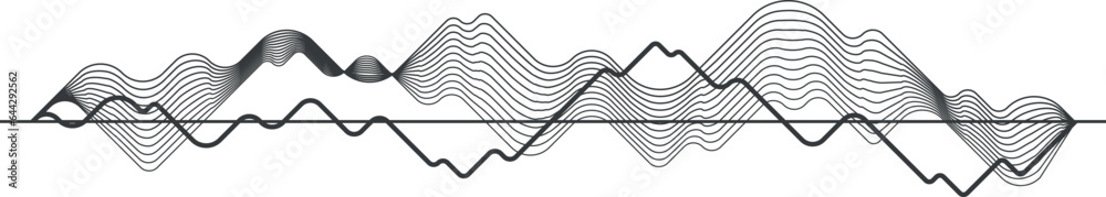 Wavy line chart. Volume waveform. Sound record Stock Vector | Adobe Stock