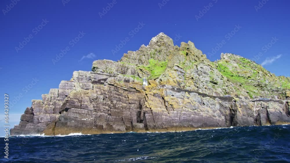 Skellig Michael Island from shoreline Stock Video | Adobe Stock