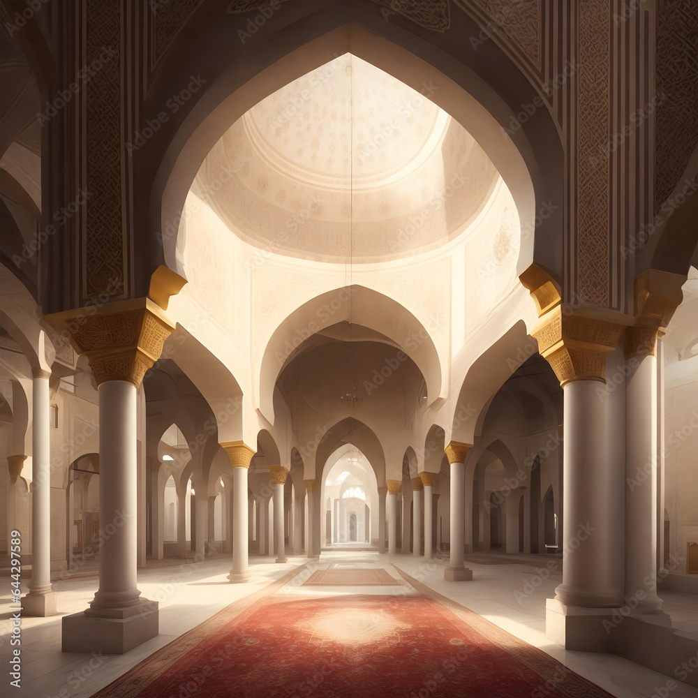 Interior of a mosque with arabic interior, Beautiful prayer hall ...