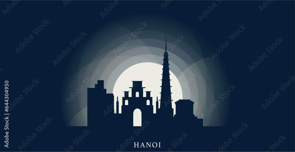Vietnam Hanoi cityscape skyline city panorama vector flat modern banner ...