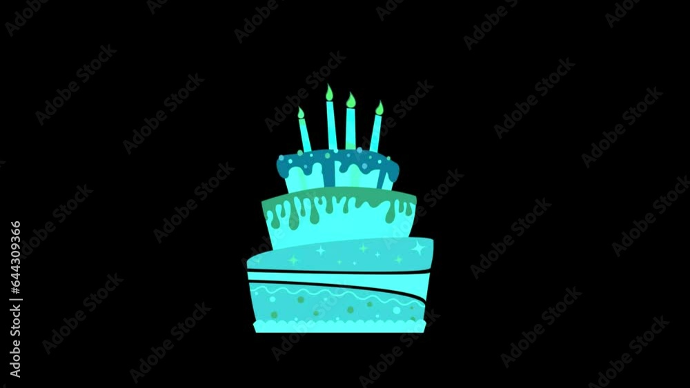 Vidéo Stock Birthday cake animation. cake animation. black screen ...