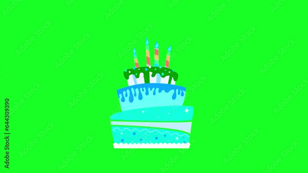 Birthday cake animation. cake animation. green screen background. happy ...