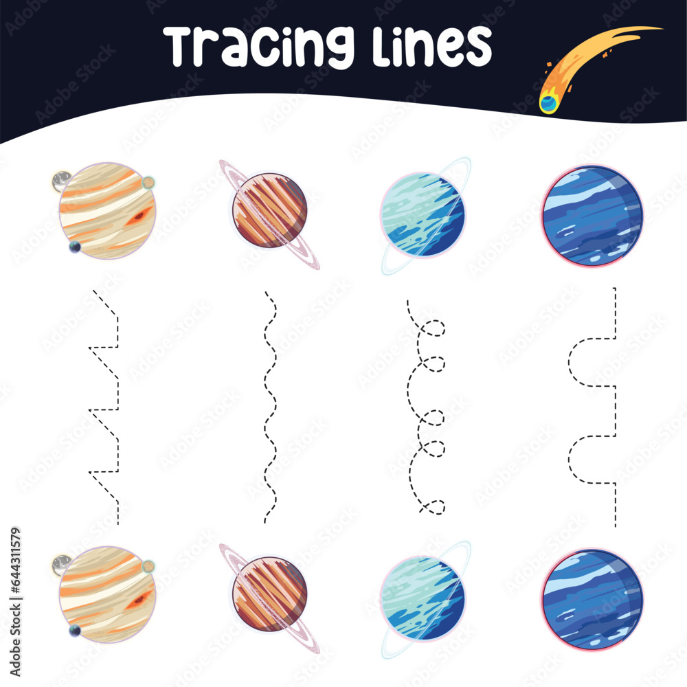 Tracing vertical lines activity with planets in the solar system, earth ...