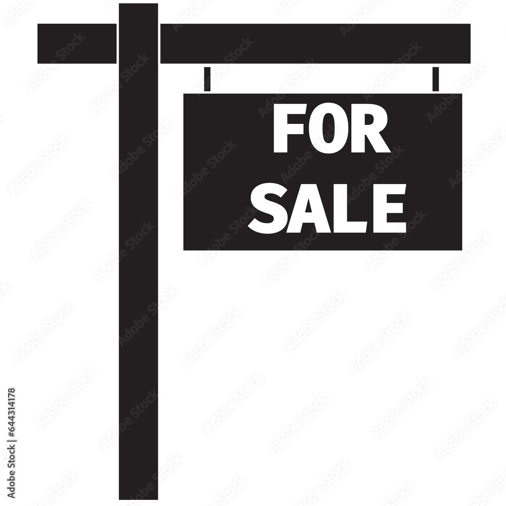 Digital png of for sale text in white on black signpost on transparent ...