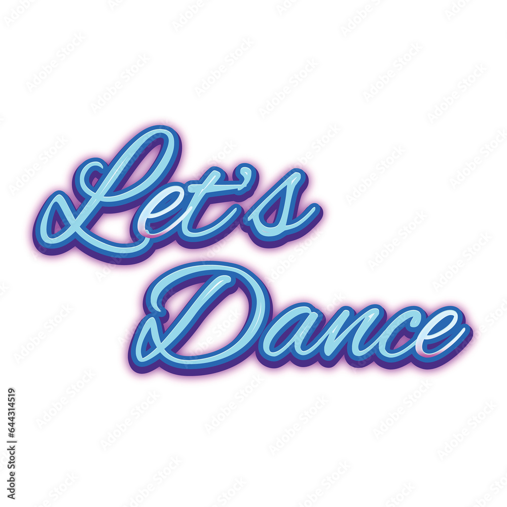 Digital png illustration of let's dance text in blue shiny letters on ...