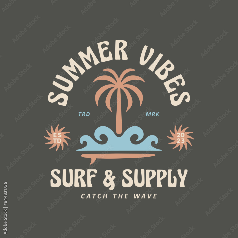 Vintage surf logo design template for surf club, surf shop, surf merch ...