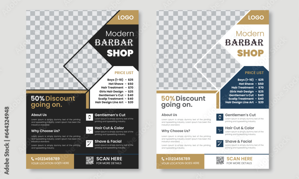 Barbershop flyer template design with editable promotion beauty salon ...