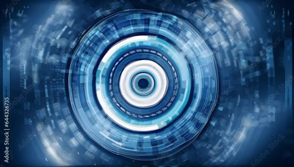 blue abstract background with a circular design, objective, quantum ...