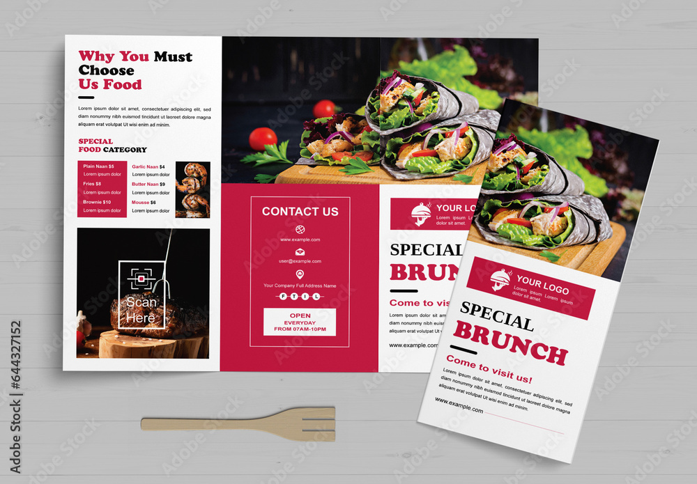 Food Trifold Brochure Design Stock Template | Adobe Stock