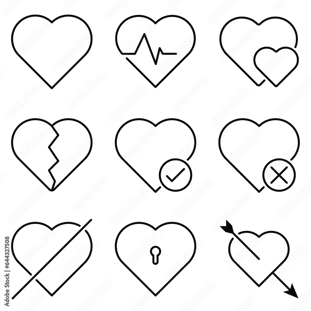 Premium heart outline icon set. Simple pictogram pack. Scratch vector ...