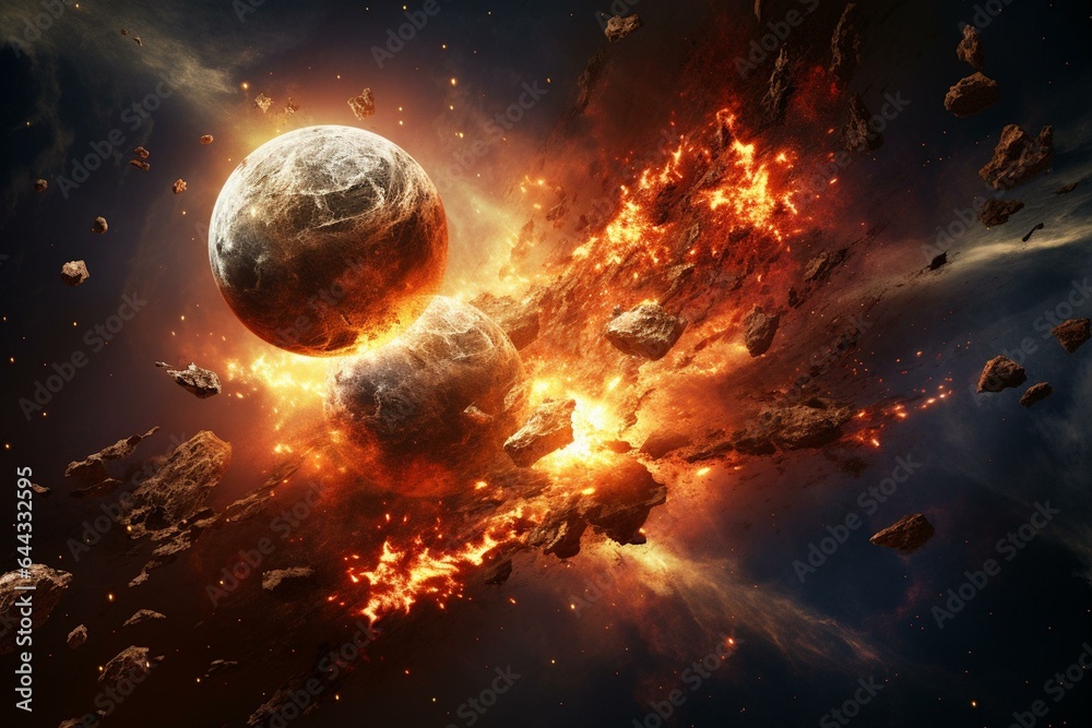 Destructive space collision leads to mass extinction, featuring ...