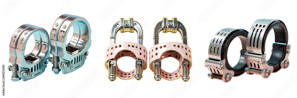 Steel clamps on a transparent background Screw clamp Hose clamps Stock ...