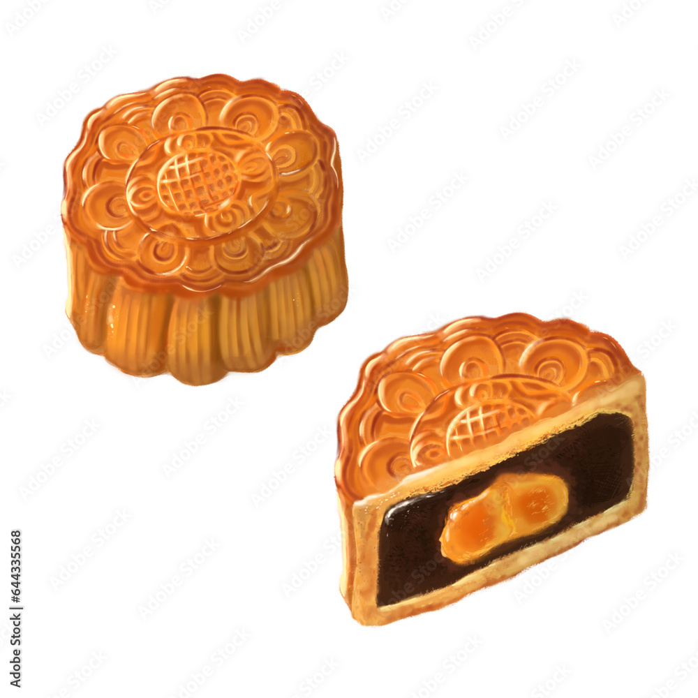 red bean mooncakes with salted egg yolk for mid-autumn festival with ...