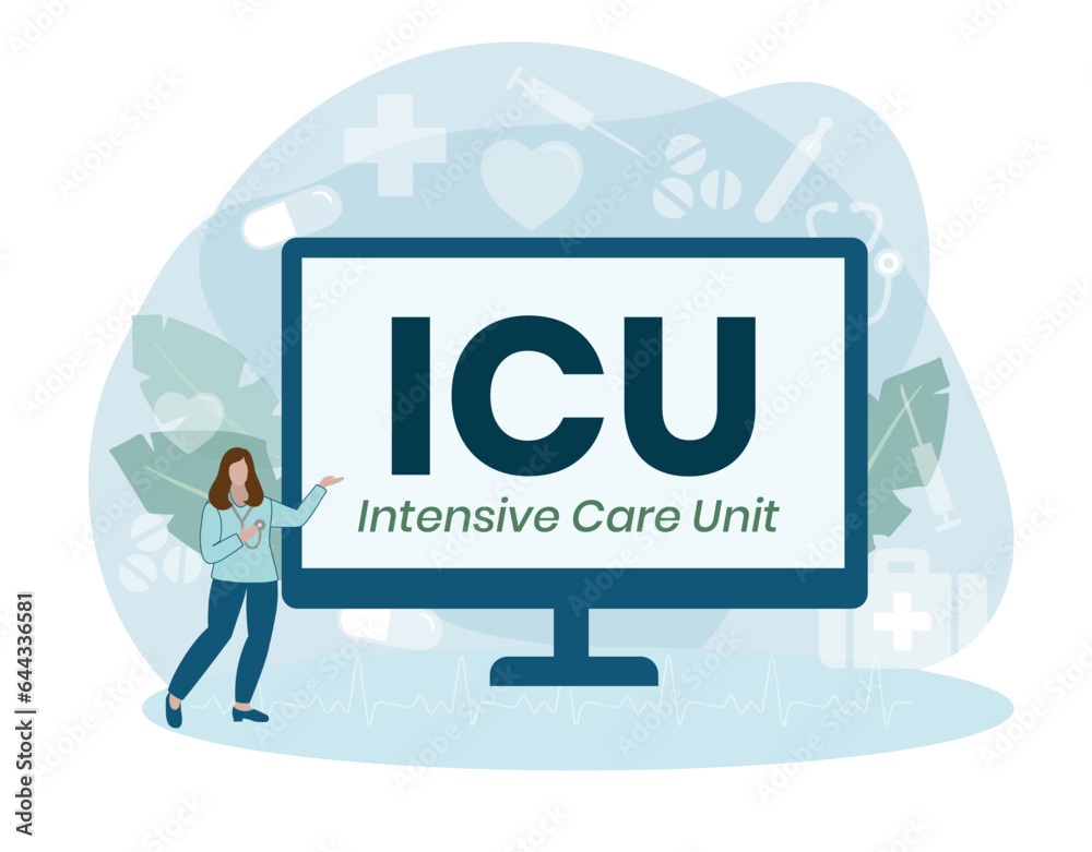 ICU - Intensive Care Unit acronym, medical concept background. vector ...