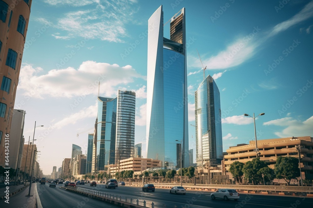 Tall building in Saudi Arabia's capital city. Generative AI Stock ...