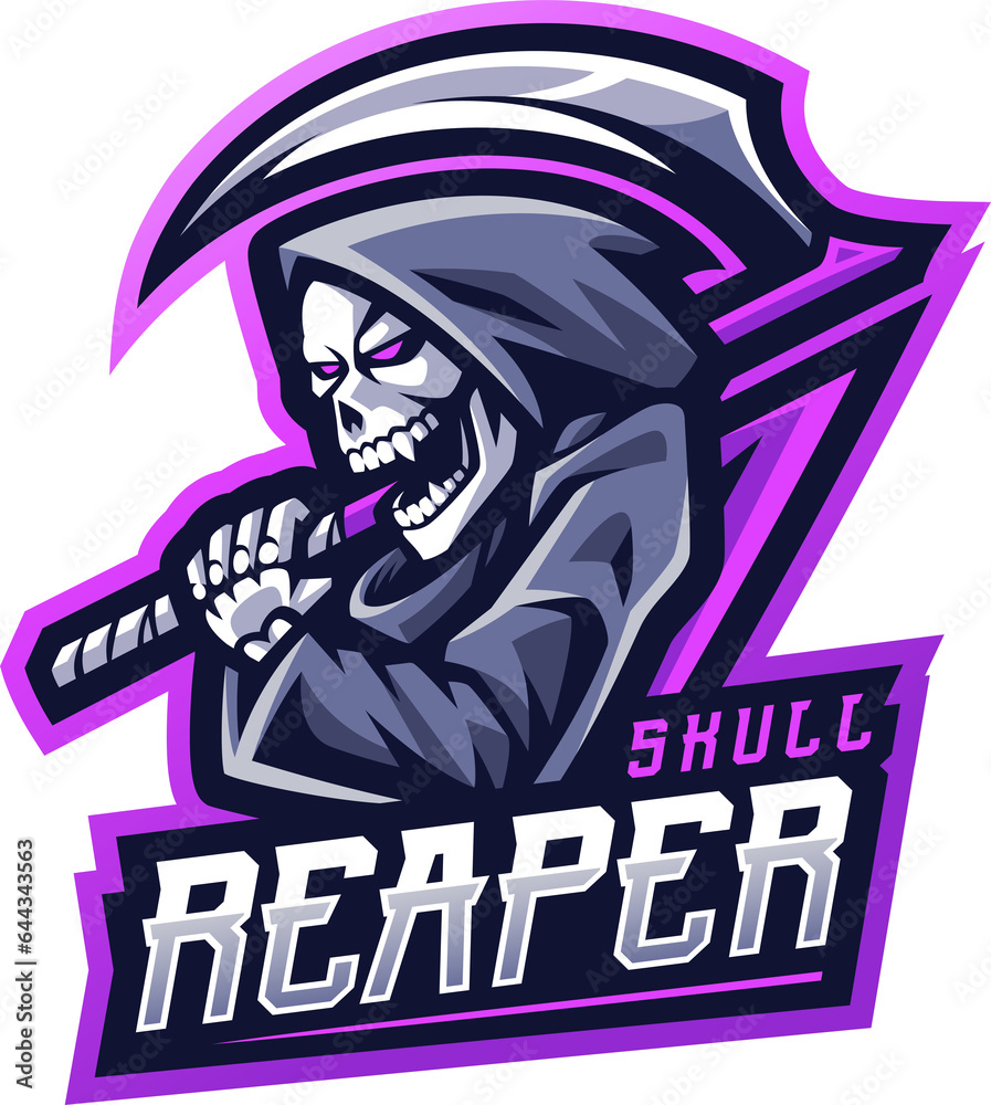 Skull reaper logo mascot Stock Illustration | Adobe Stock