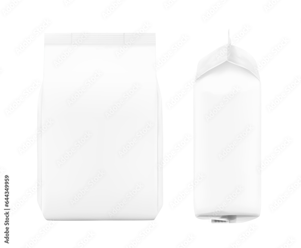 Hyper realistic packaging bag mockup. Front and back views. Vector ...