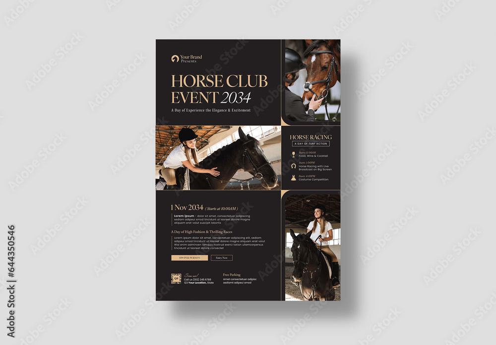 Horse Racing Event Flyer Template Stock Template | Adobe Stock