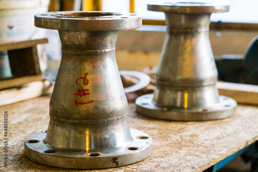 Severe corrosion of pipe flanges in the petroleum industry Stock Photo ...