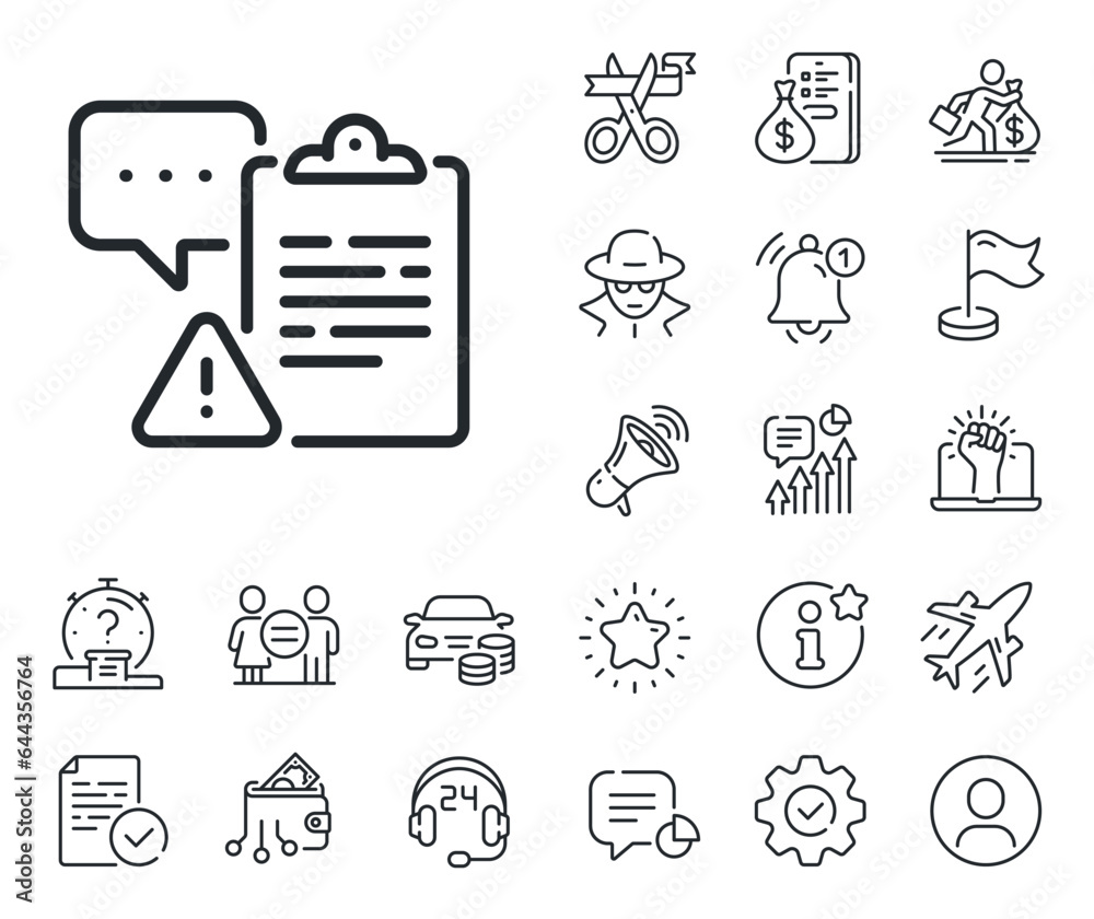 Attention task sign. Salaryman, gender equality and alert bell outline ...