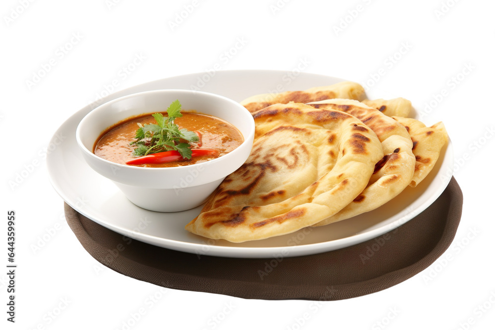 ndian roti prata canai 2 pieces with spicy curry chicken gravy soup in ...