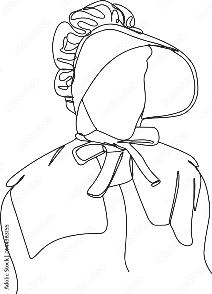 Pioneer Bonnet Clipart - Black and White Vector Illustration, Old ...