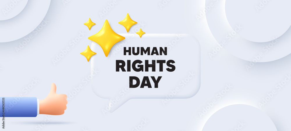 Human rights day message. Neumorphic background with chat speech bubble ...