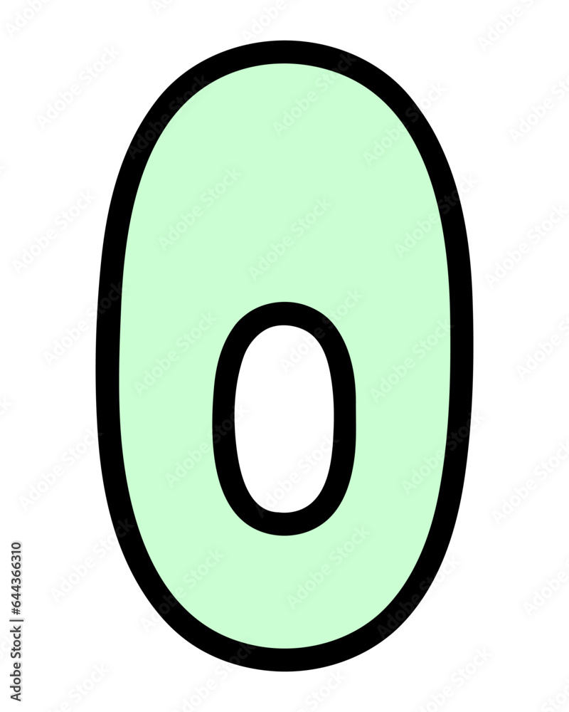 Nolik. The number zero is green with rounded corners. Arabic number ...